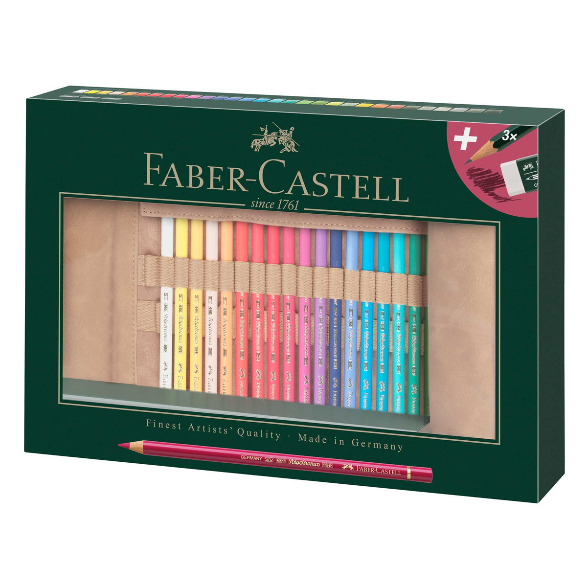 Faber-Castell Polychromos Colour Pencils - Pencil Roll Set of 34 Pieces
