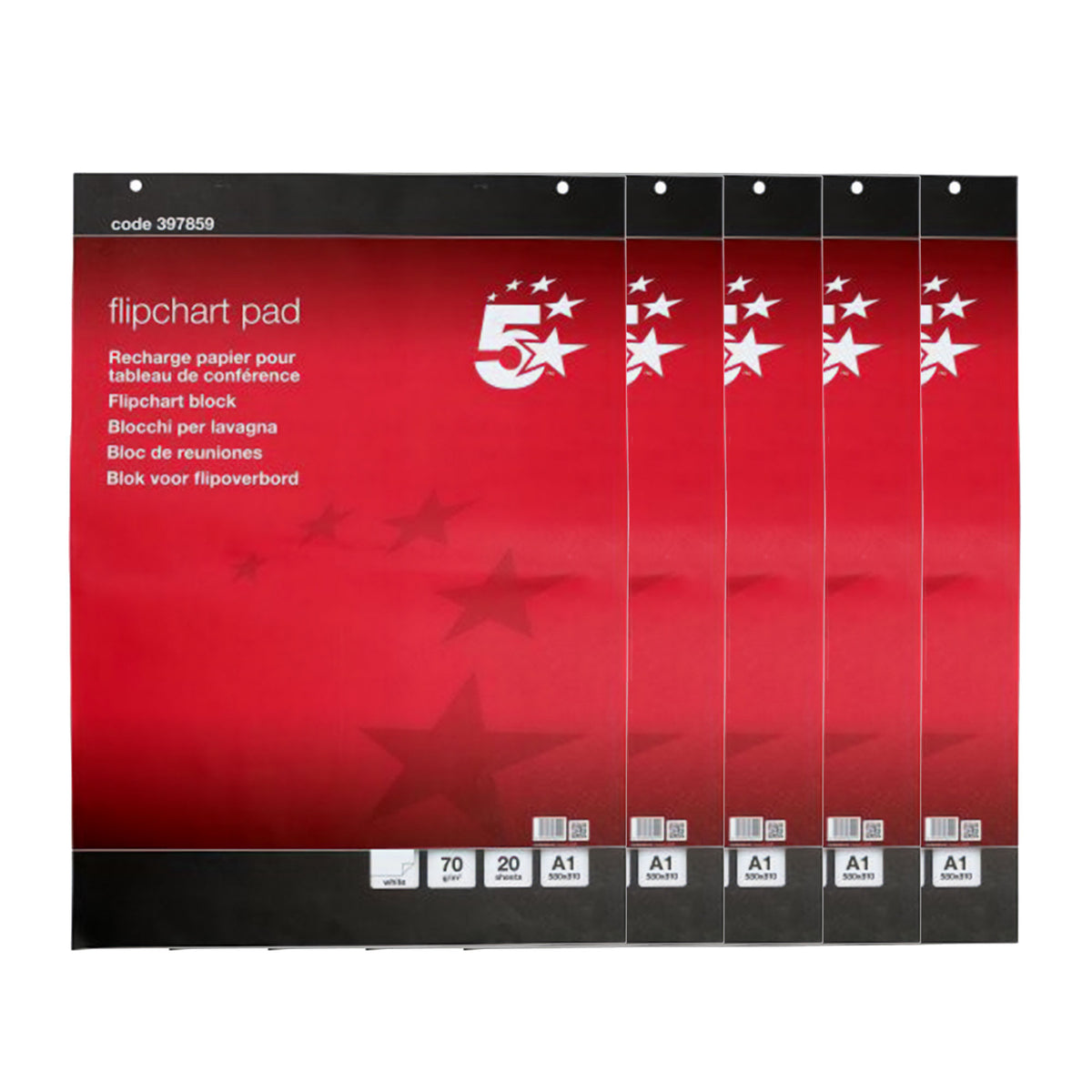 5 Star Office Meeting Flipchart Pad 20 Sheets A1 - Pack of 5