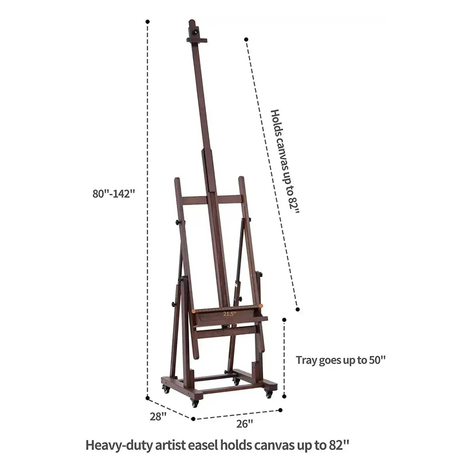MEEDEN Extra-Large Heavy-Duty H-Frame Artists Easel - Walnut Finish