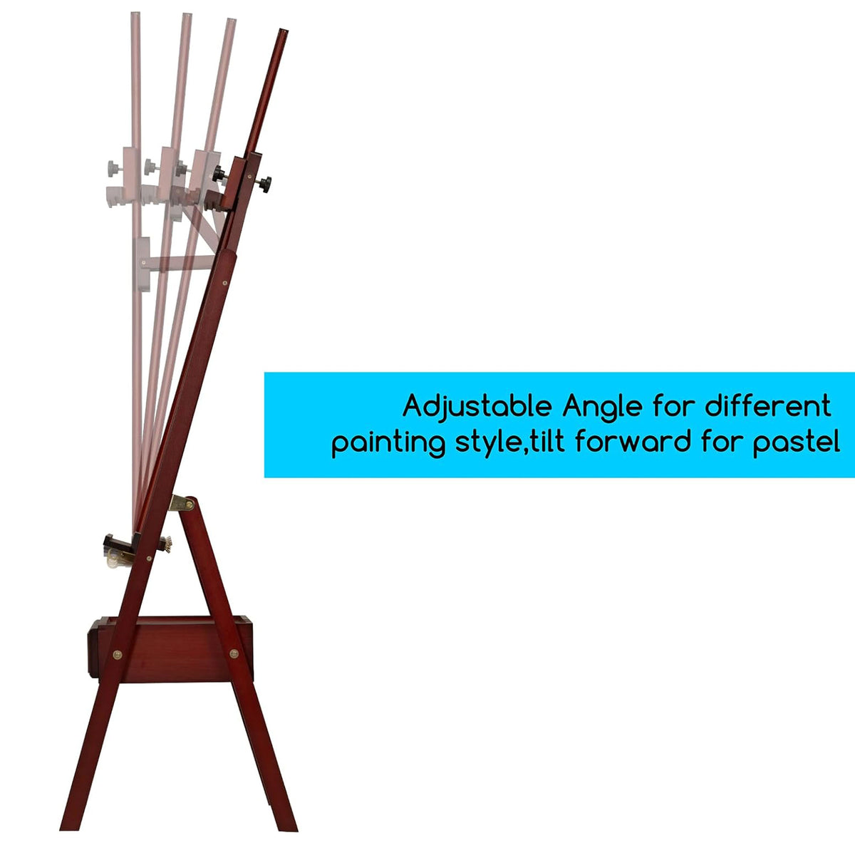 MEEDEN Forward Tilt H Frame Floor Easel with Drawer - Mahogany