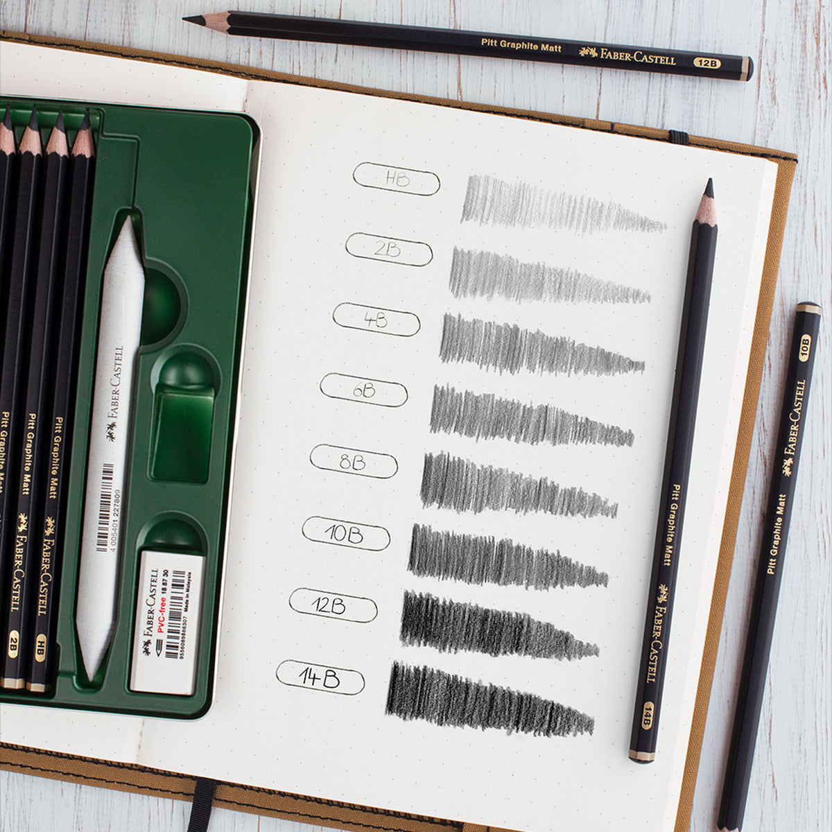 Faber-Castell Pitt Graphite Matt Pencils Tin - Set of 6