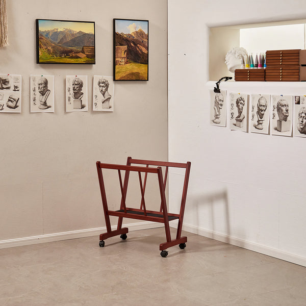 MEEDEN Large Artists' Studio/Display Print Rack with Castors - Mahogany
