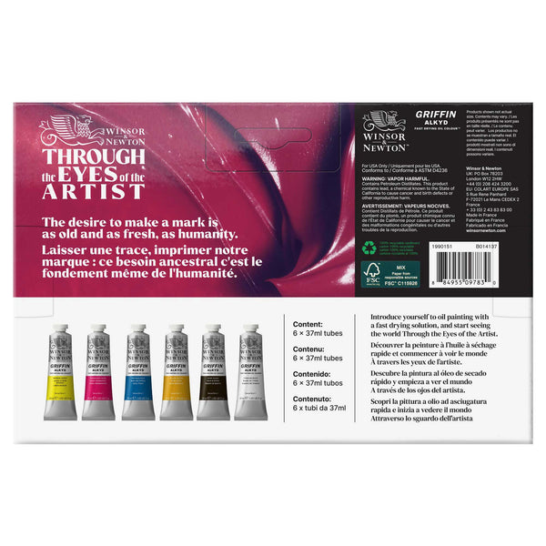 Winsor & Newton Griffin Alkyd Fast Drying Oil Colours - 6 x 37ml Tubes