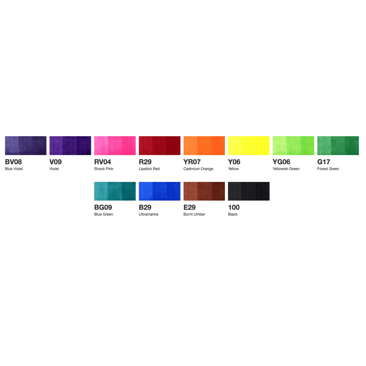 Ciao Color Chart Copic Ciao Markers Set Of 72 B | Artillery Supplies