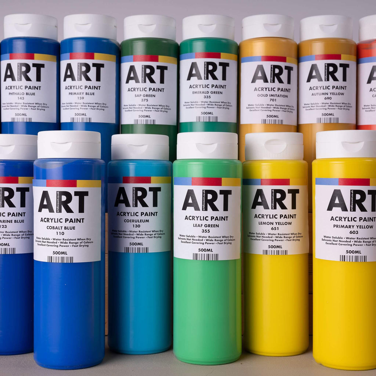 ARTdiscount Acrylic Paint in 500ml - Single Bottles